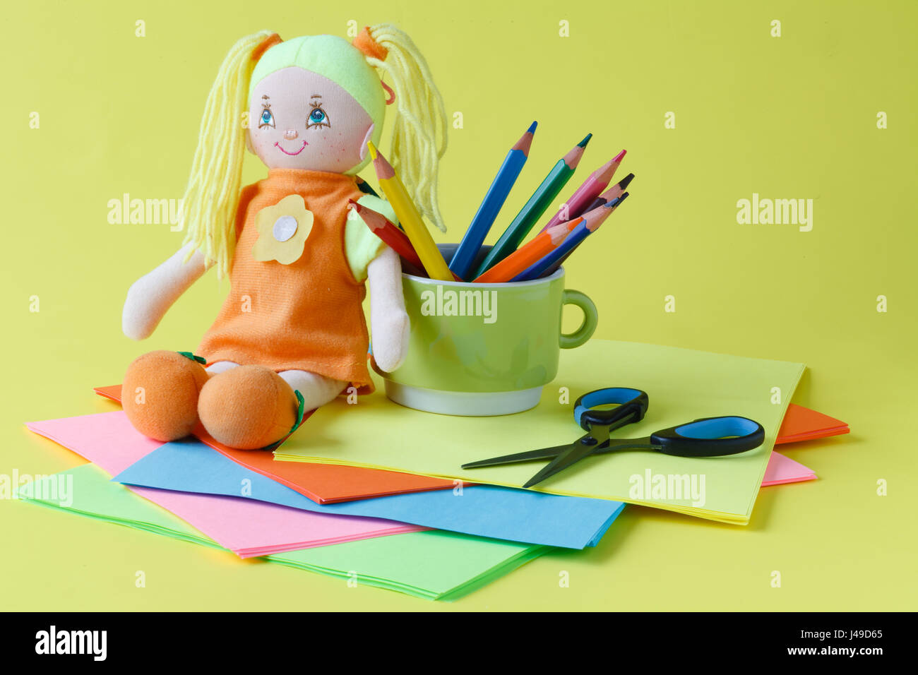 Items for children's creativity, background Stock Photo - Alamy