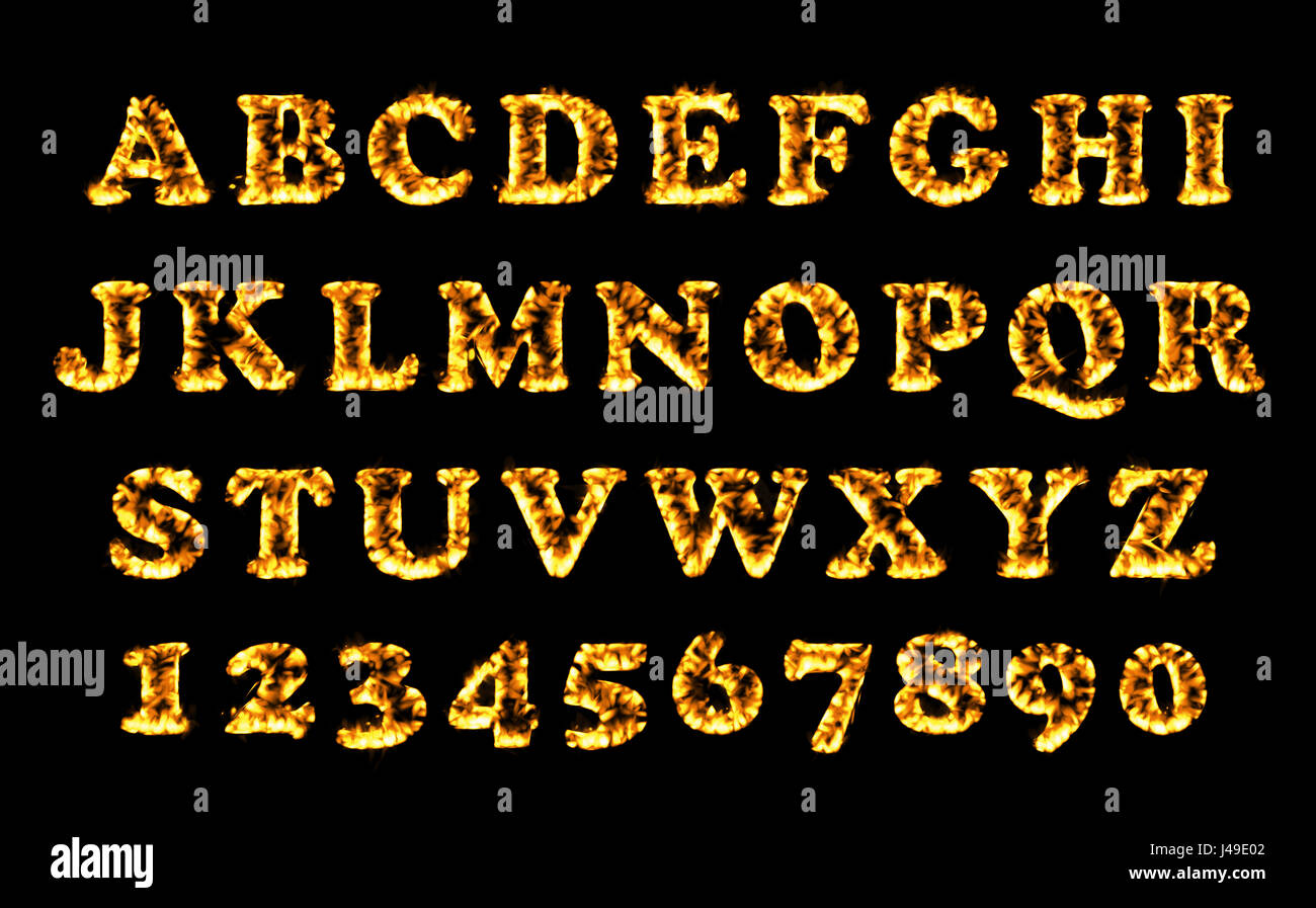 Burning fire fonts hi-res stock photography and images - Alamy