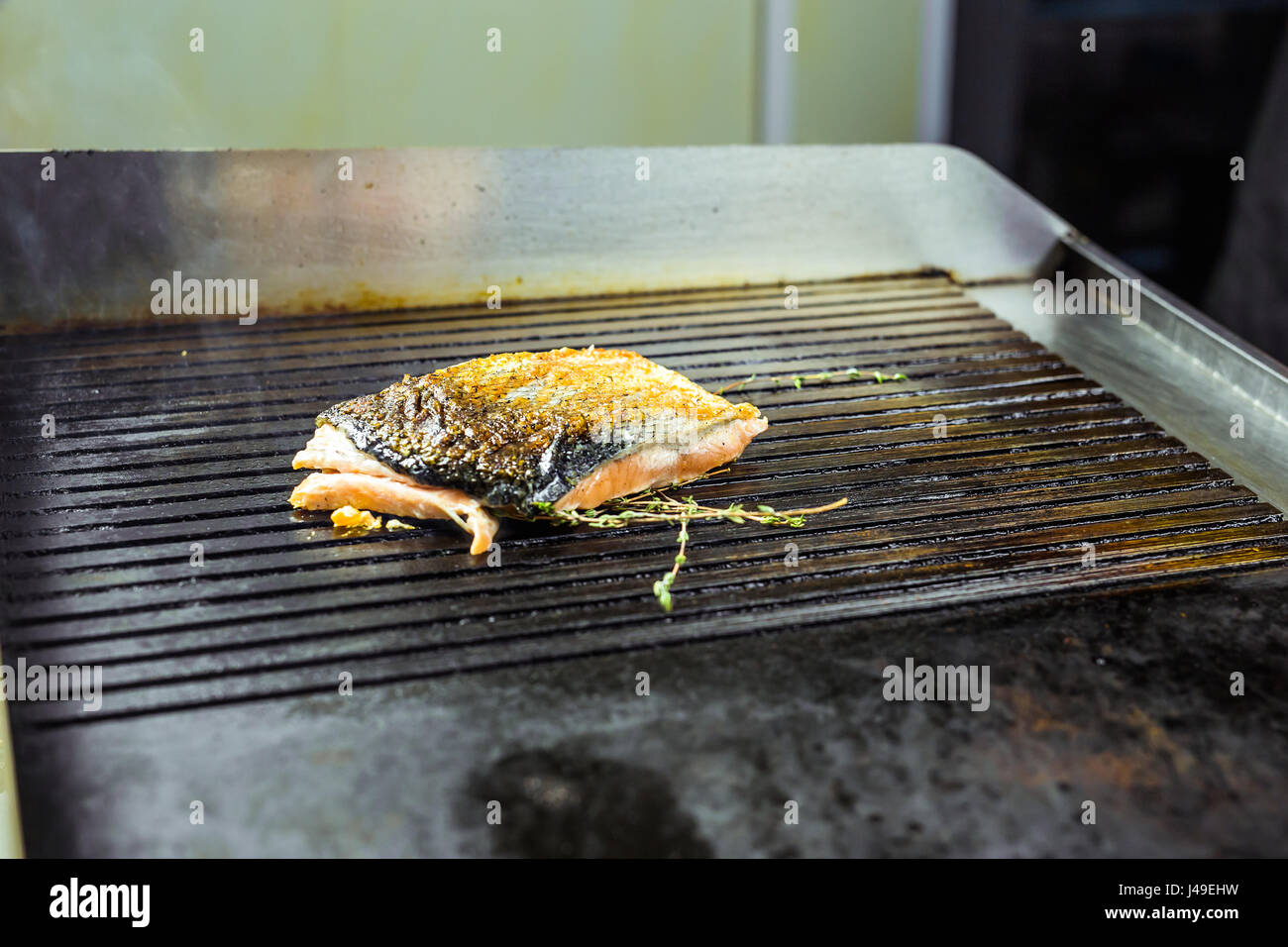 cooking fish Steak close-up Stock Photo - Alamy