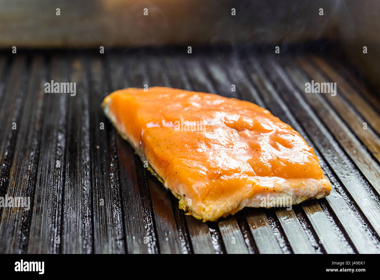 cooking fish Steak close-up Stock Photo - Alamy