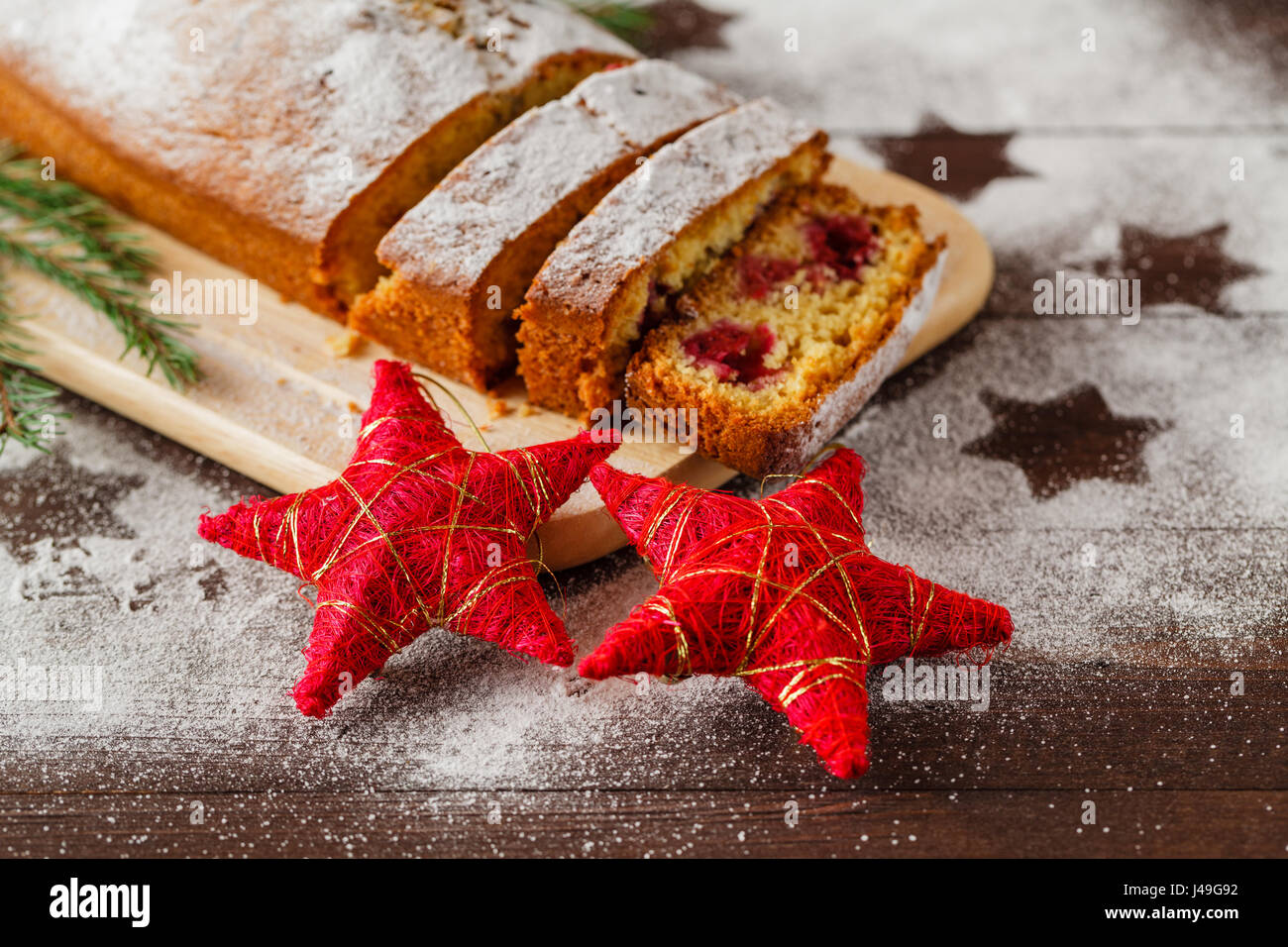 raditional homemade christmas cake holiday dessert with cranberry in ...