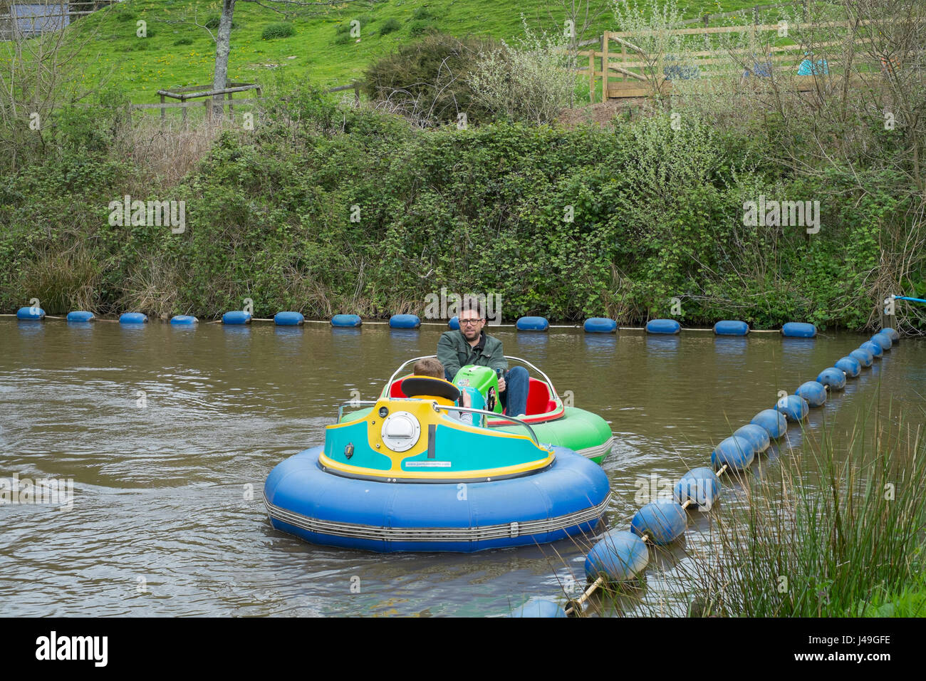Bumper boats ride at Woodlands Family Theme Park, Totnes, Devon ...