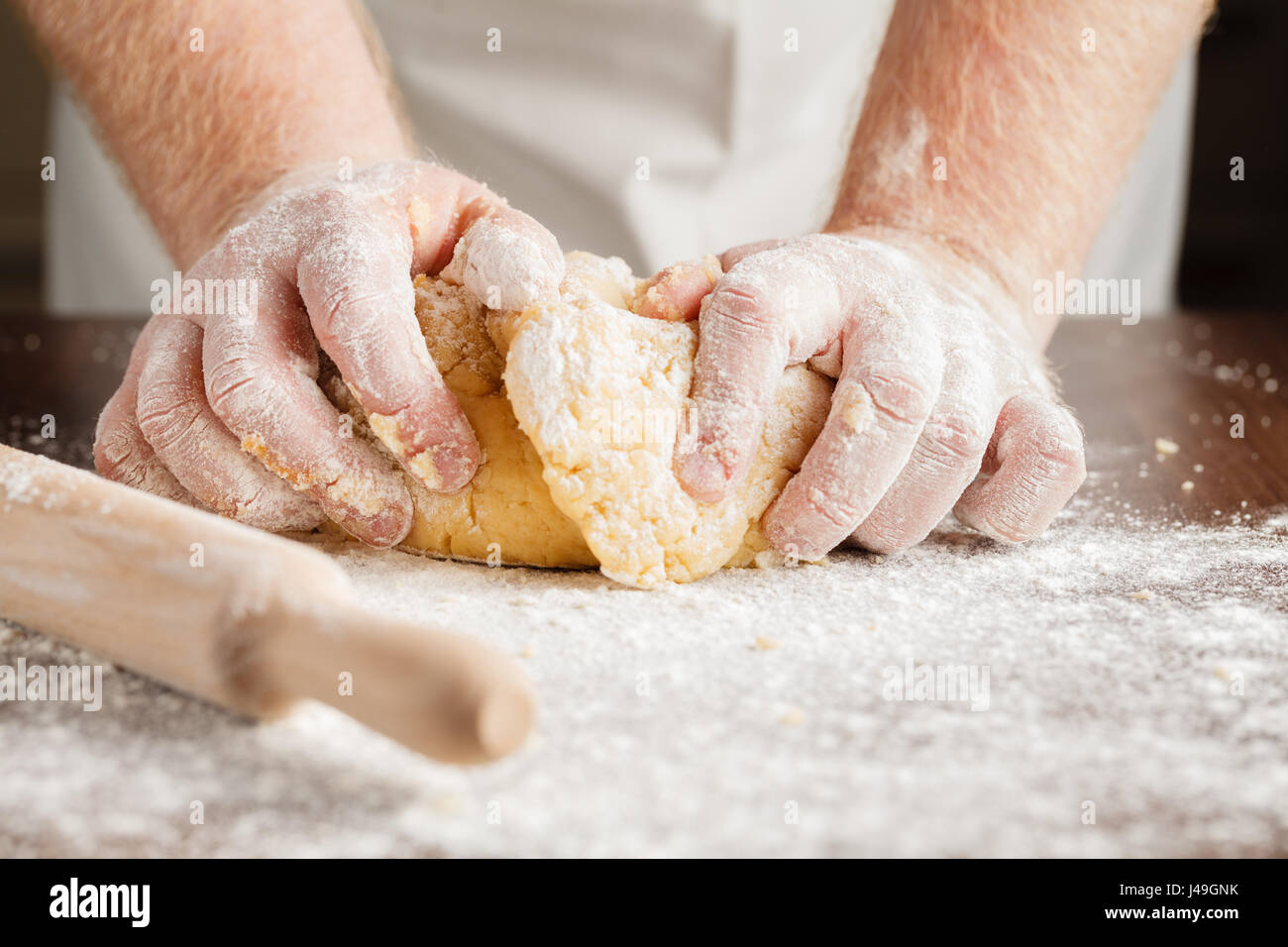 Homemade baking, kitchen scene showing Butter, Flour, Sugar and Vanilla ...