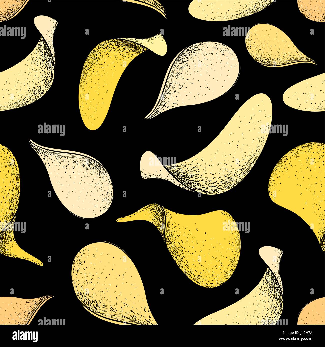 Vector seamless pattern hand drawing of delicious potato chips on a ...