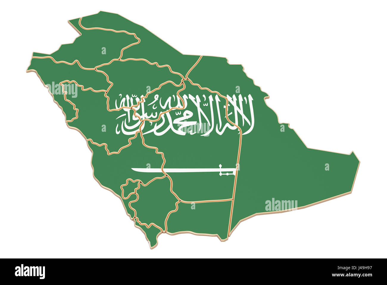 Saudi Arabia map closeup, 3D rendering isolated on white background ...