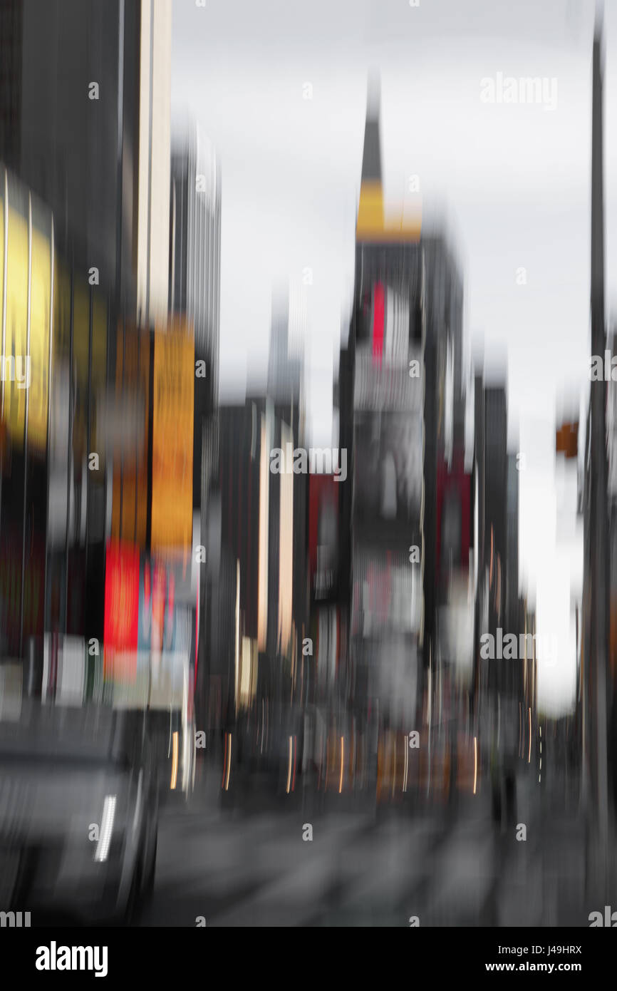 Times Square New York City blur, abstract colorful motion blur, long ...
