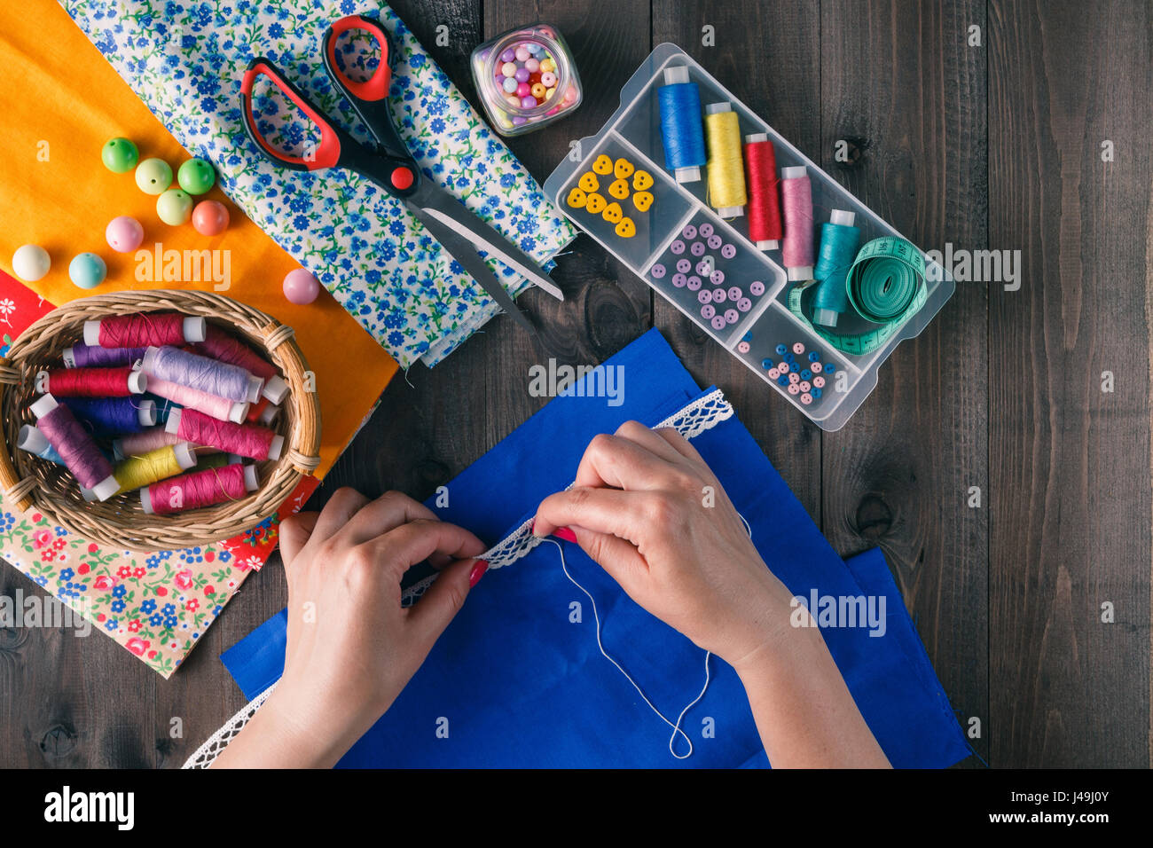 Woman hands make Fashion design, close-up Stock Photo - Alamy