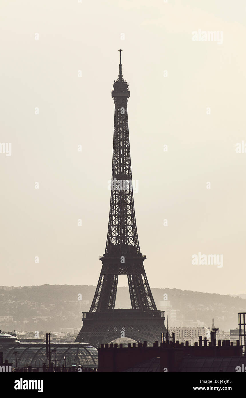Eiffel Tower - Seen from the 18th District in Paris, France Stock Photo ...
