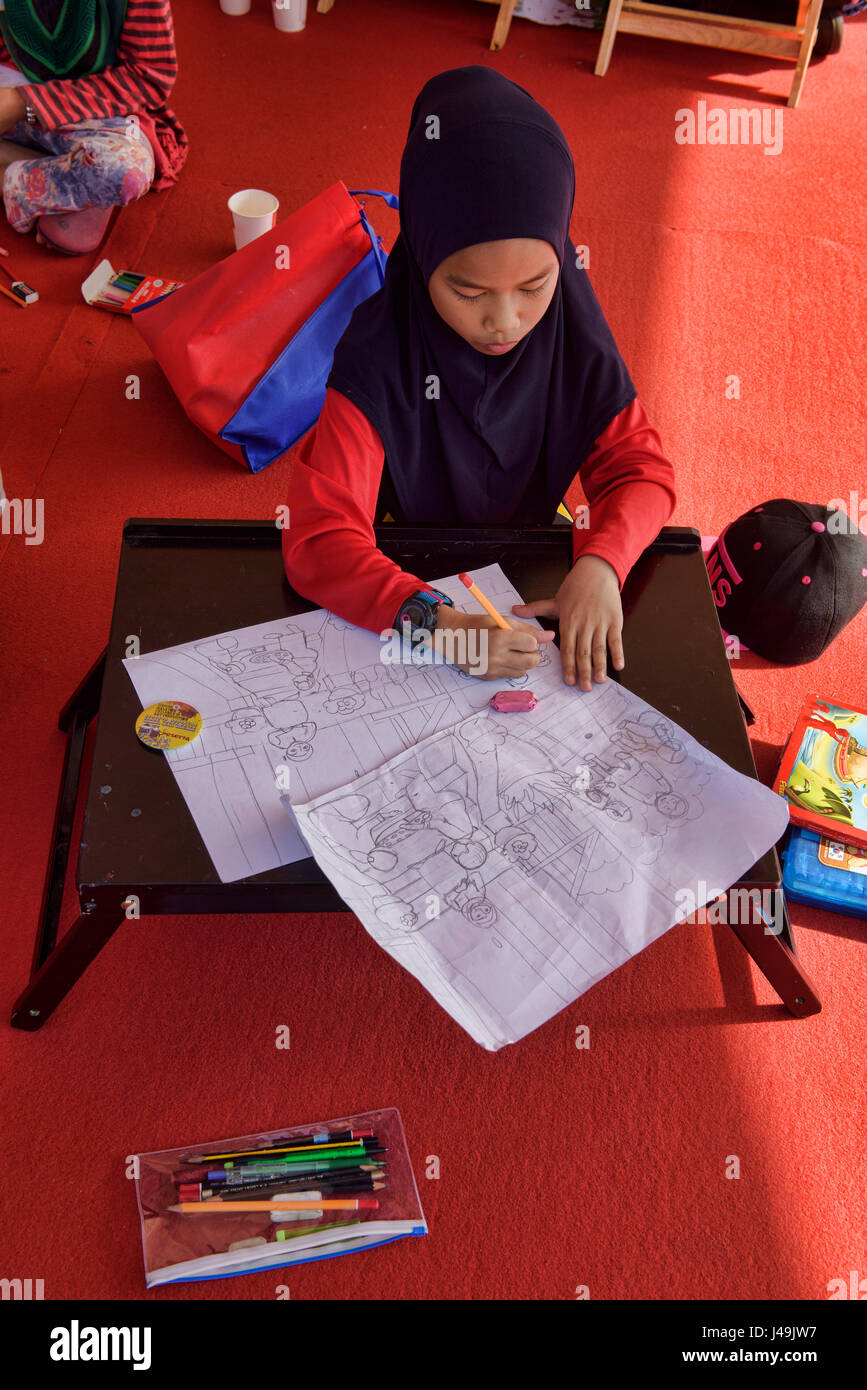 Girls drawing class, Malacca, Malaysia Stock Photo - Alamy
