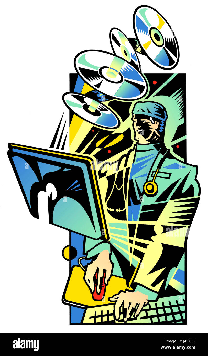 Doctor using computer Stock Photo - Alamy