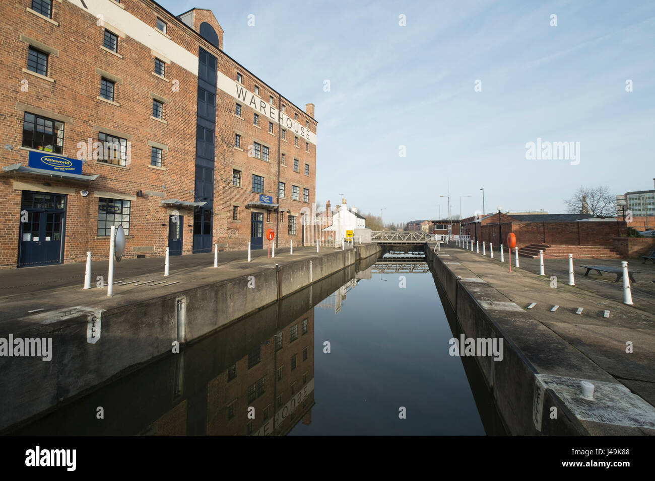 Canalside scene from the Gloucester and Sharpness Canal in southern ...