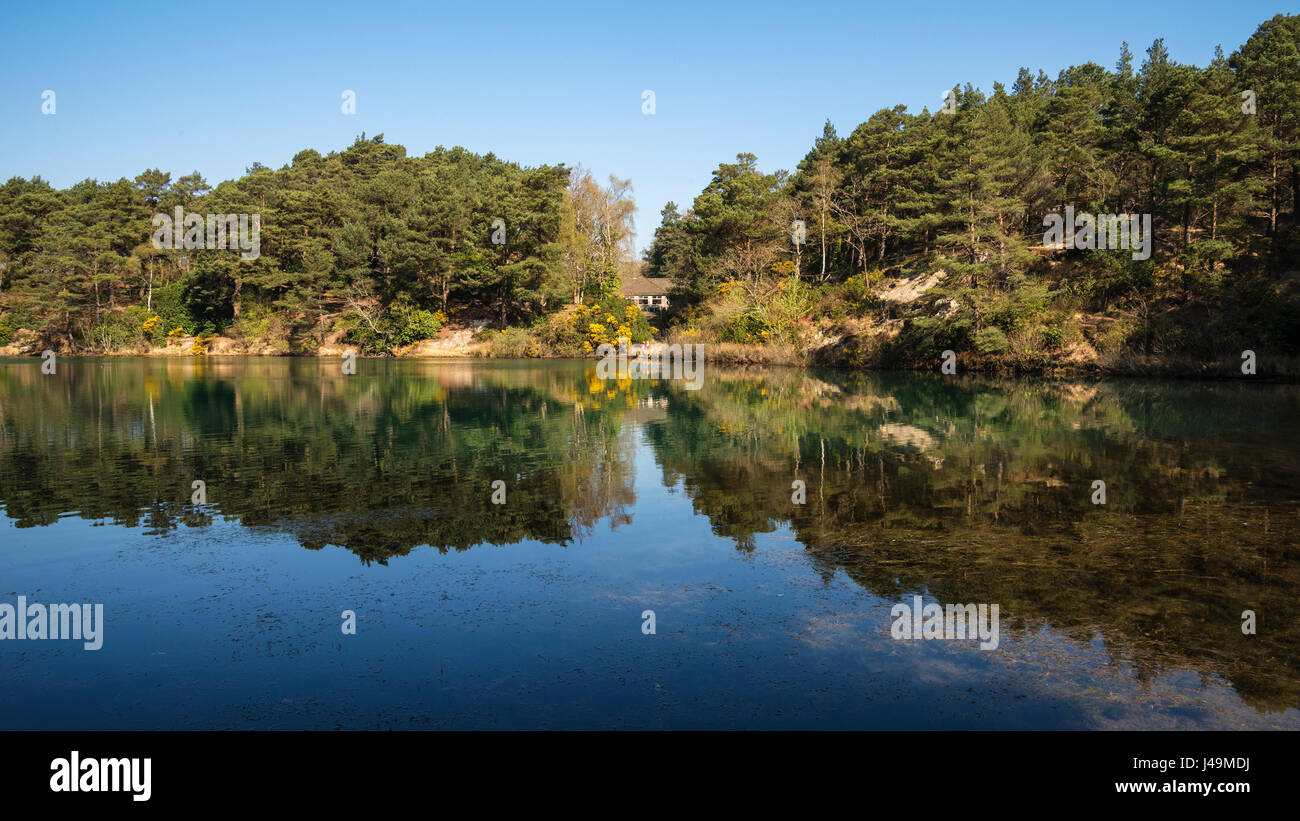 Beautiful landscape image of old clay pit quarry lake with unusual ...