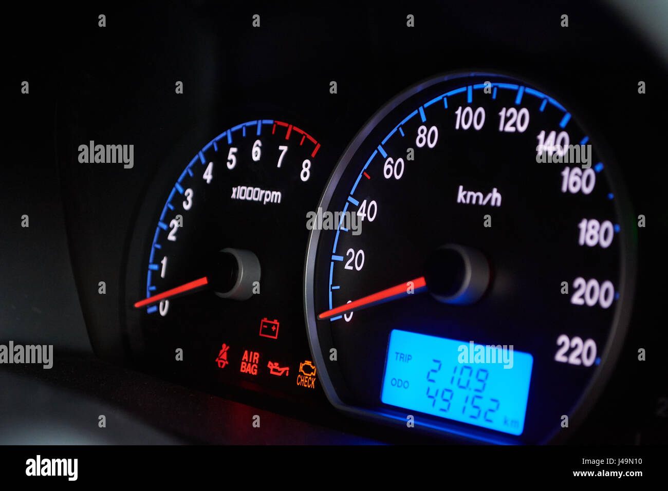 Speedometer on dashboard Stock Photo - Alamy