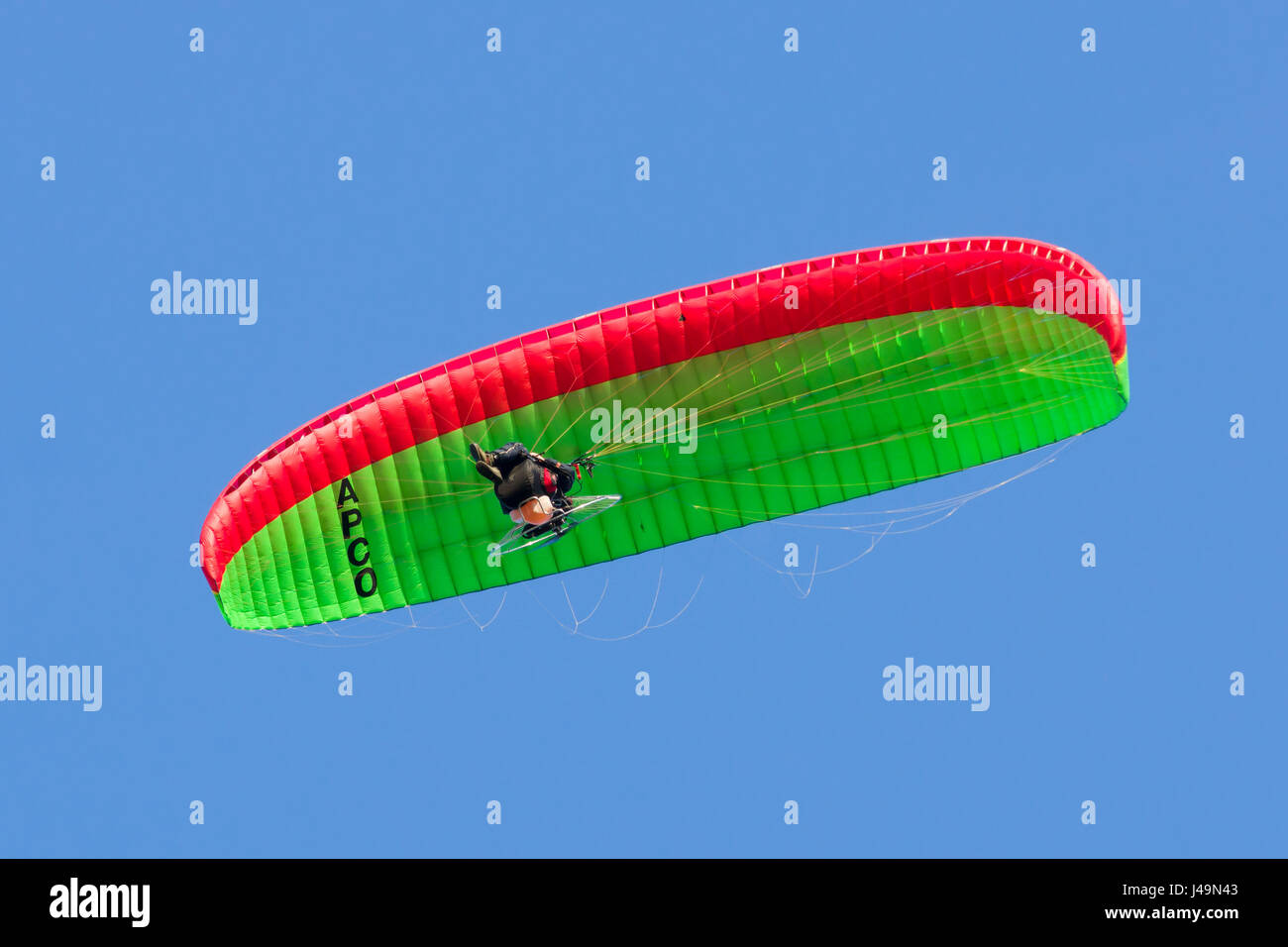 APCO paramotor wing and pilot a powered paraglider with a two stroke ...