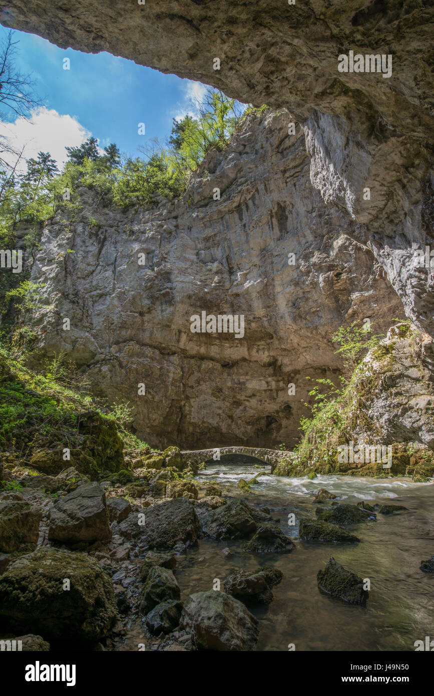 Scenic underground river Rak in Unesco protected national park Rakov ...