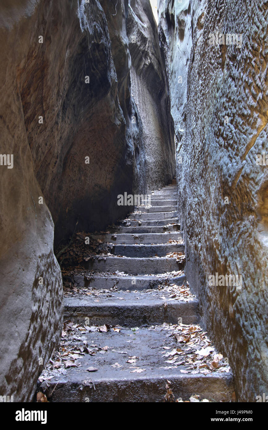 Narrow Parh - Mousehole - in rocks city in Bohemian Paradise. Bohemian ...