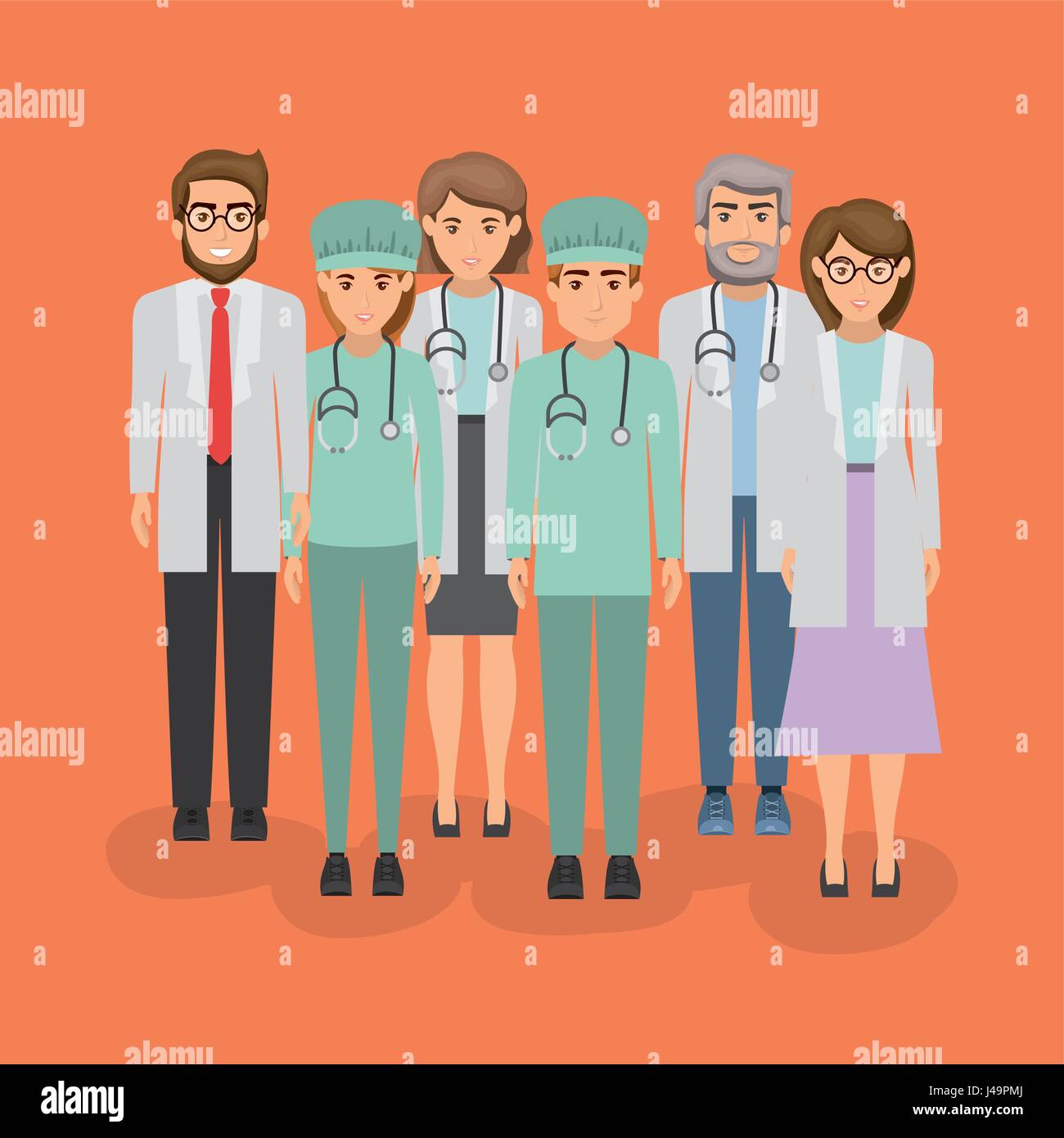 color background with group of medical professional Stock Vector Image ...