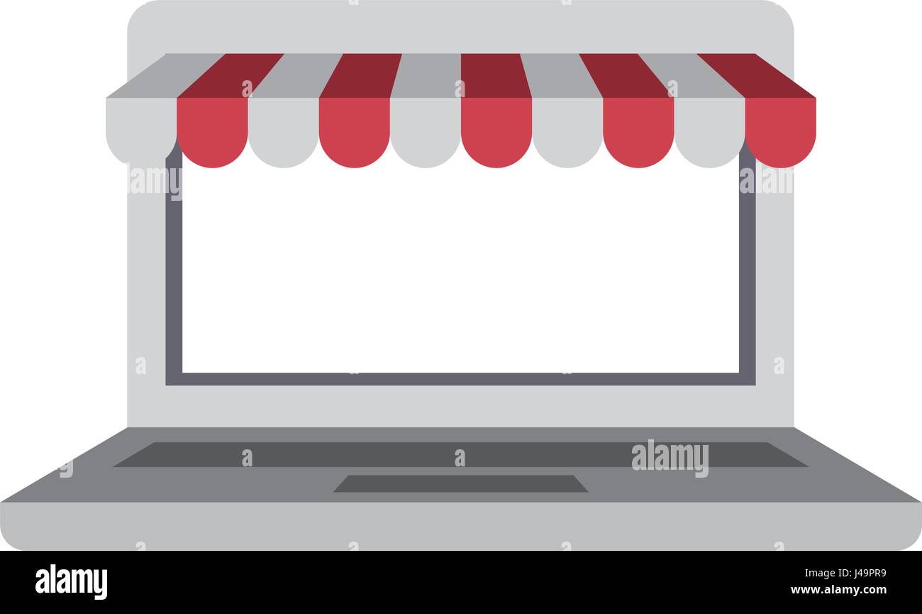 white background with laptop computer online store Stock Vector Image ...