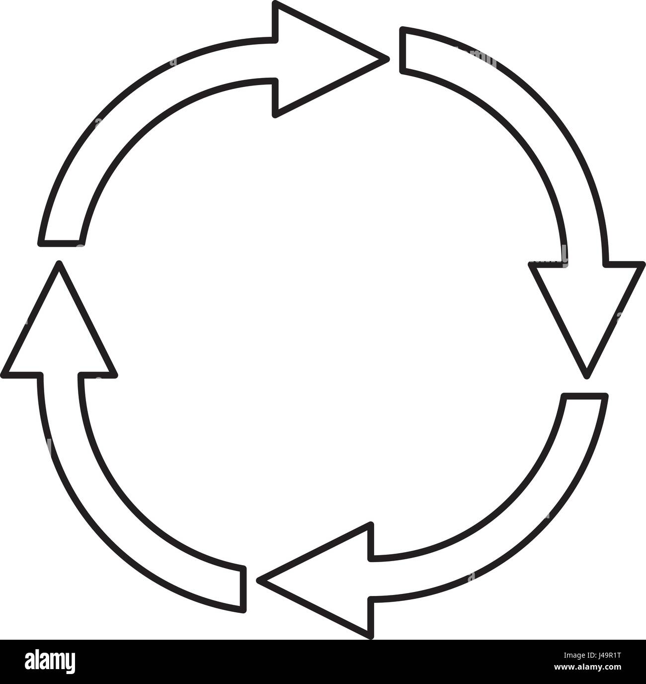 black silhouette of arrows circular shape reload Stock Vector Image ...