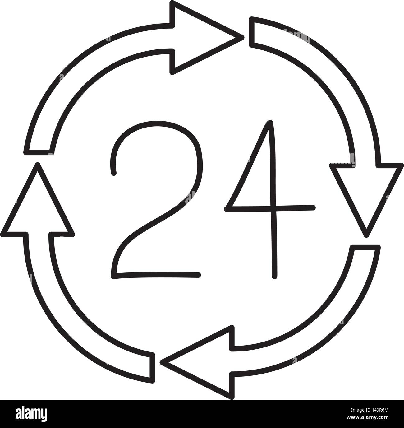 24 hours clock circle Black and White Stock Photos & Images - Alamy