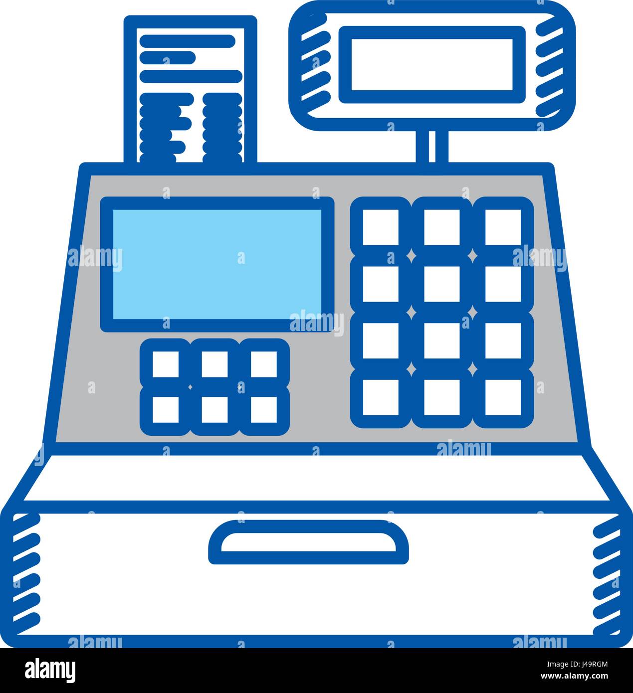 blue contour of cash register Stock Vector Image & Art - Alamy