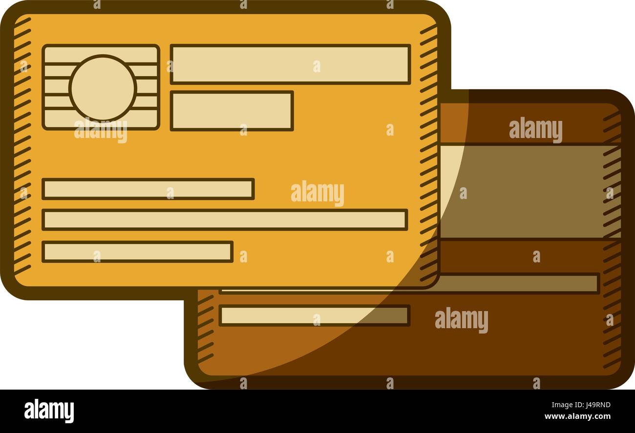 yellow aged silhouette of credit card with chip Stock Vector Image ...