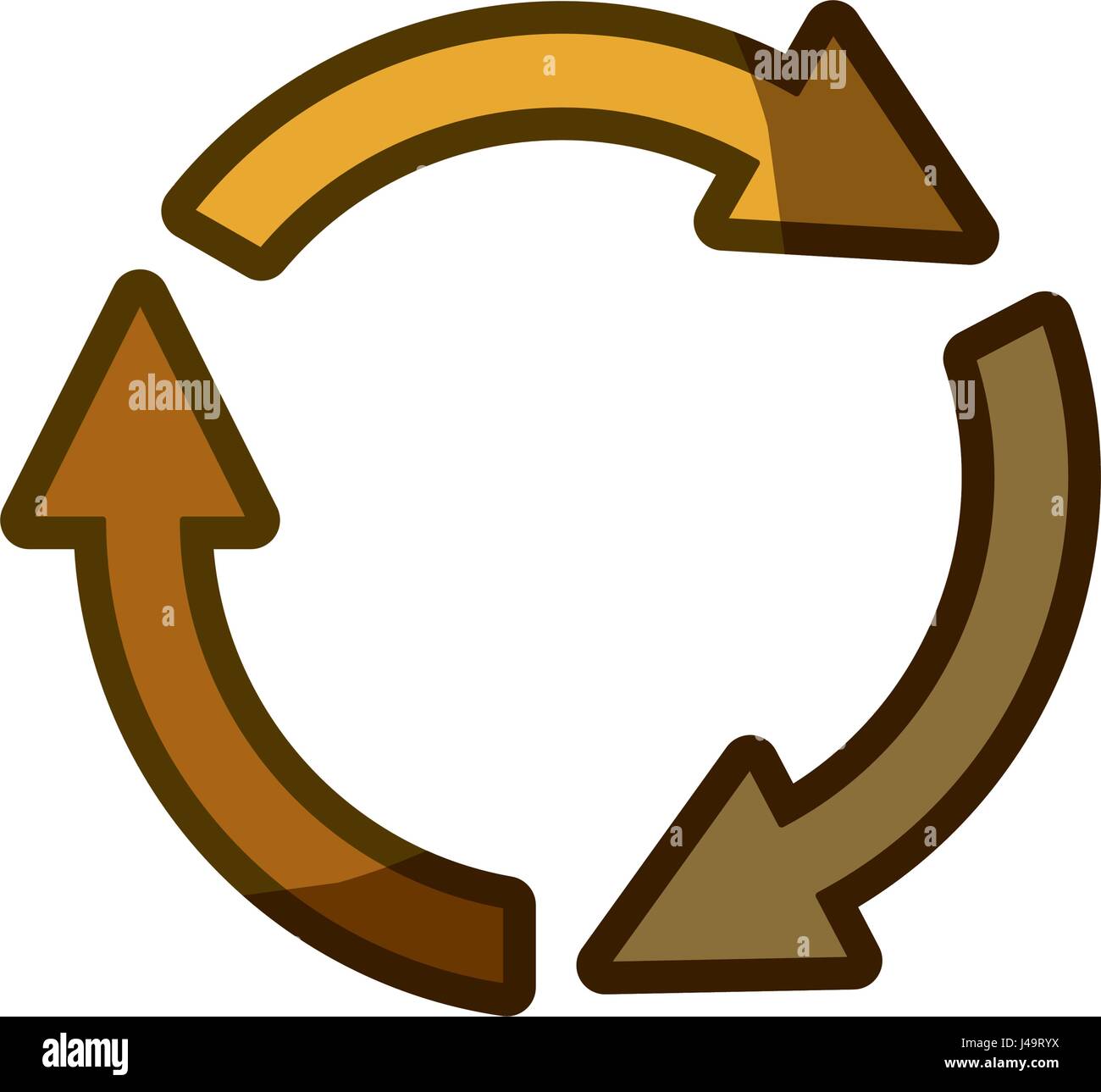 yellow aged silhouette of arrows circle reload Stock Vector Image & Art ...