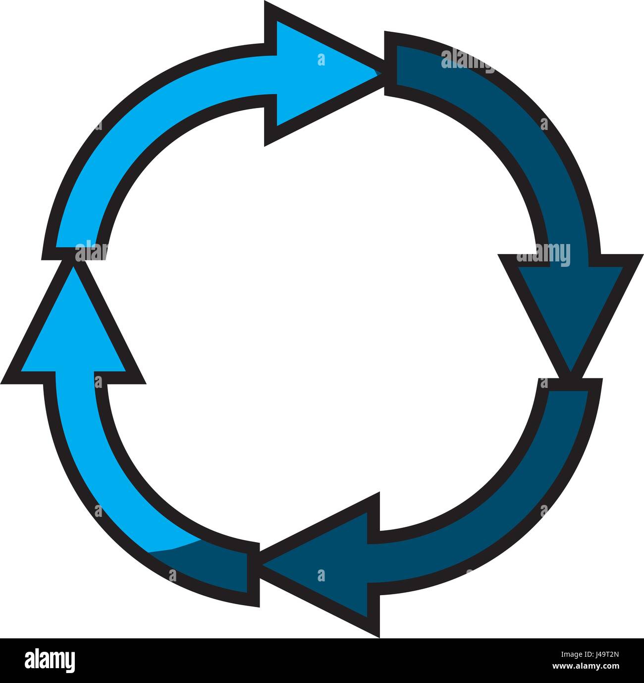 blue silhouette with black contour of arrows in circular shape reload ...
