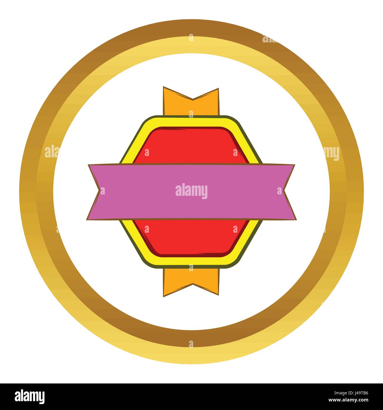Red badge with yellow ribbons vector icon Stock Vector Image & Art - Alamy