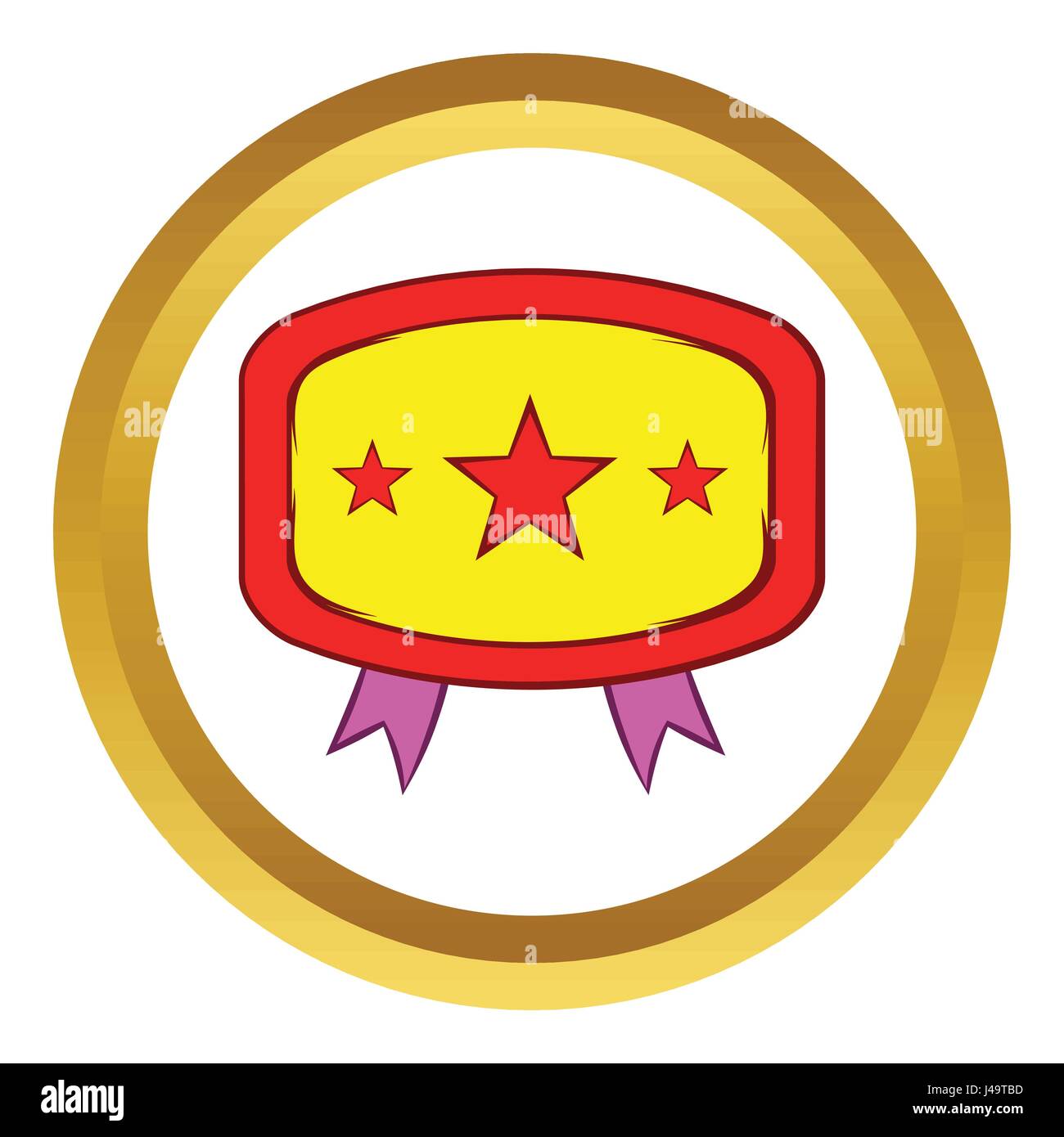 Yellow badge with three stars vector icon Stock Vector Image & Art - Alamy