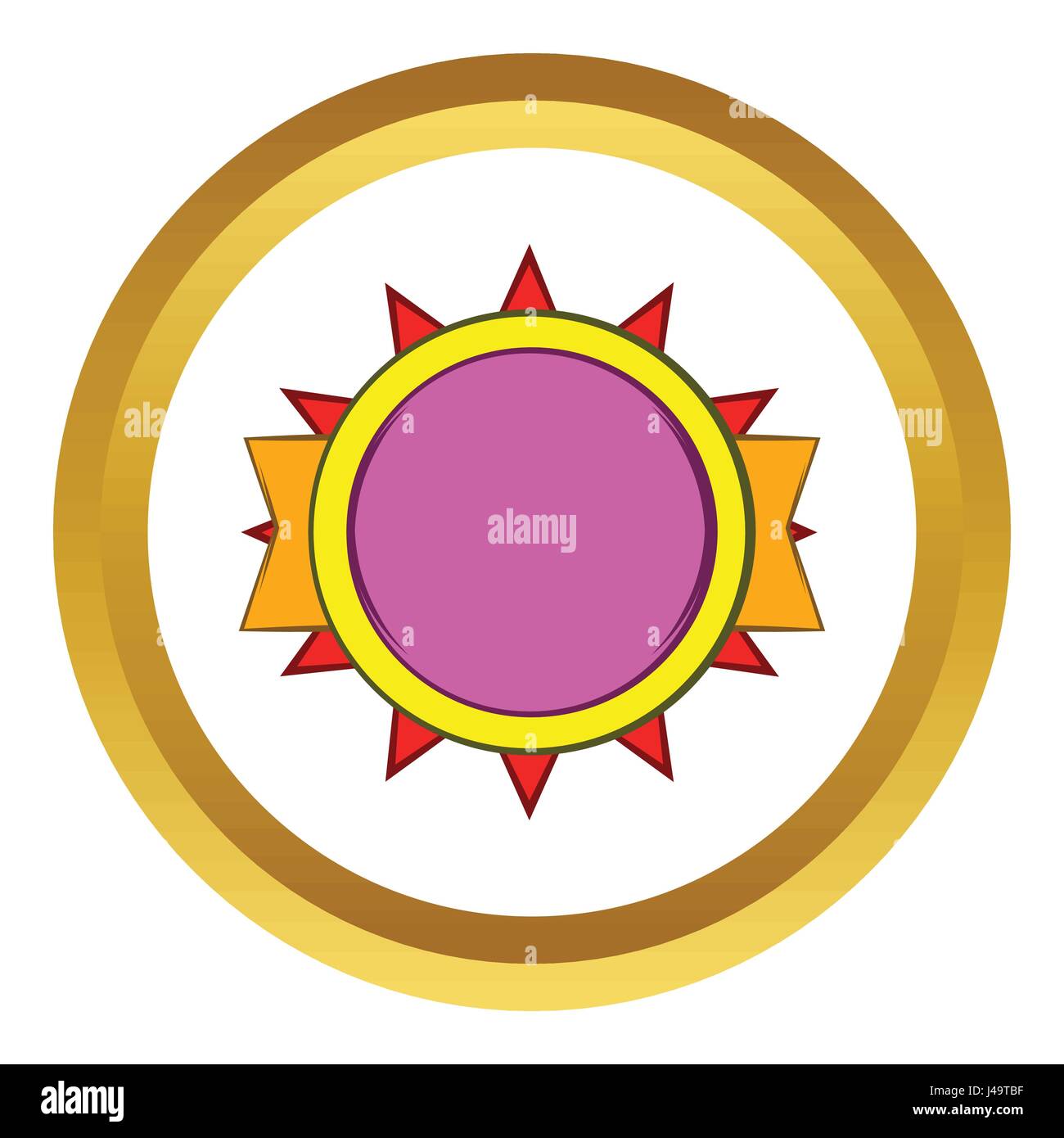 Round violet badge vector icon, cartoon style Stock Vector Image & Art ...