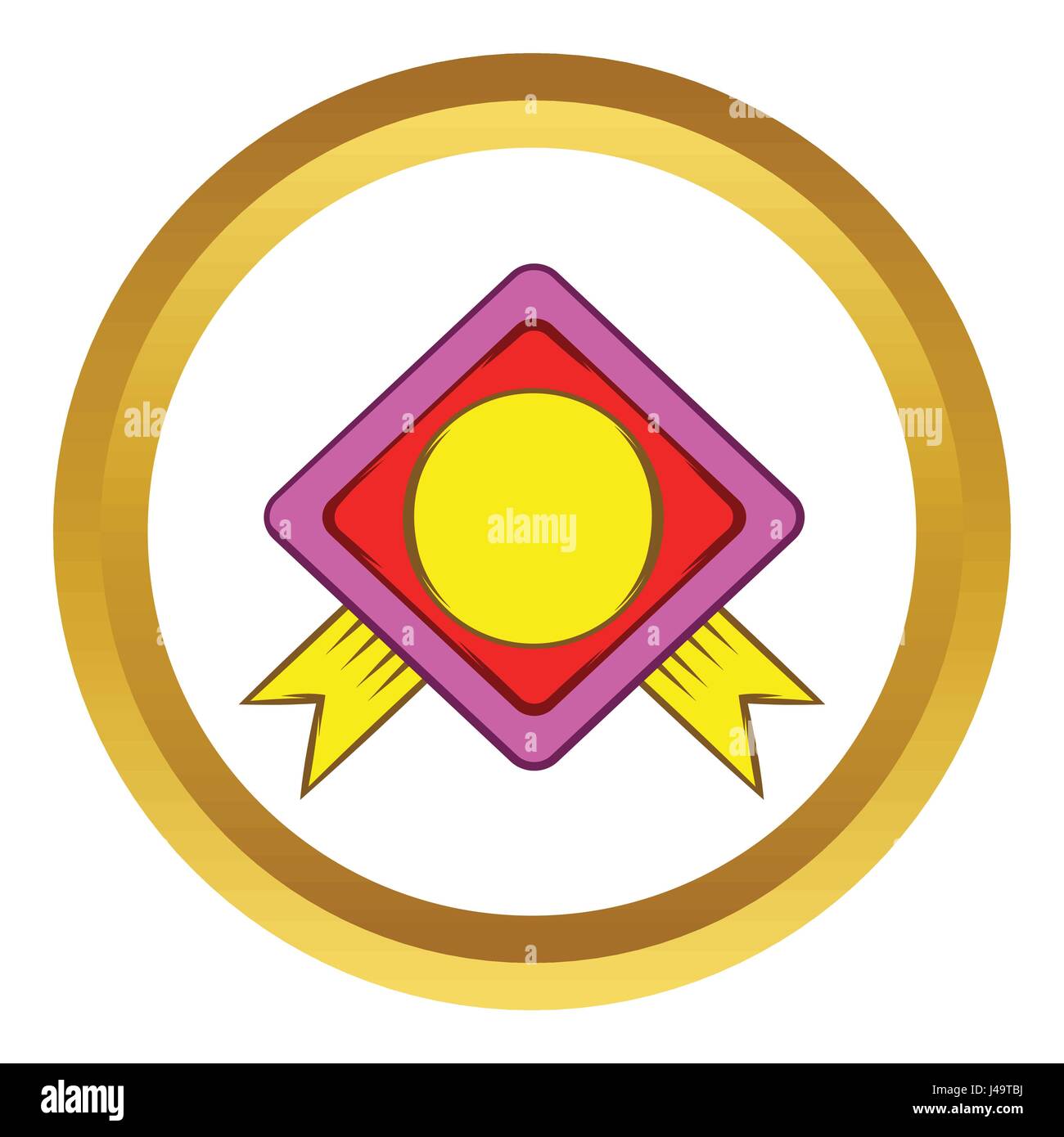 Color badge with yellow ribbons vector icon Stock Vector Image & Art ...