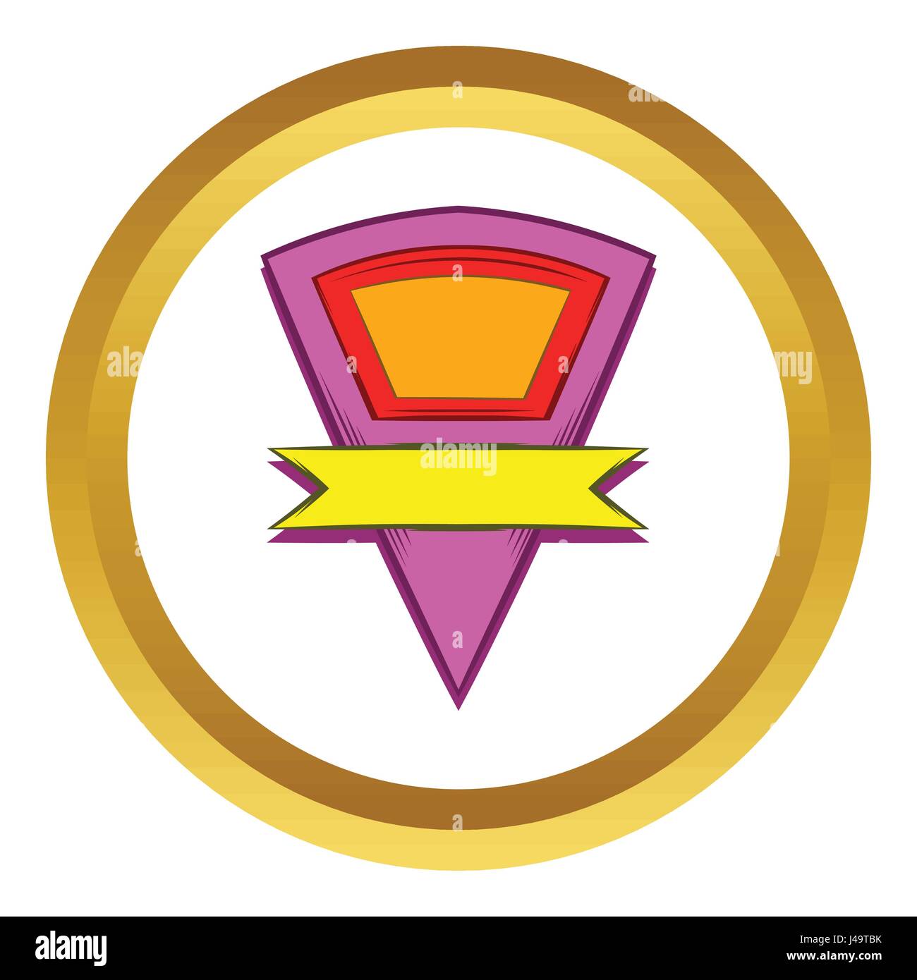 Color pennant with yellow ribbon vector icon Stock Vector Image & Art ...