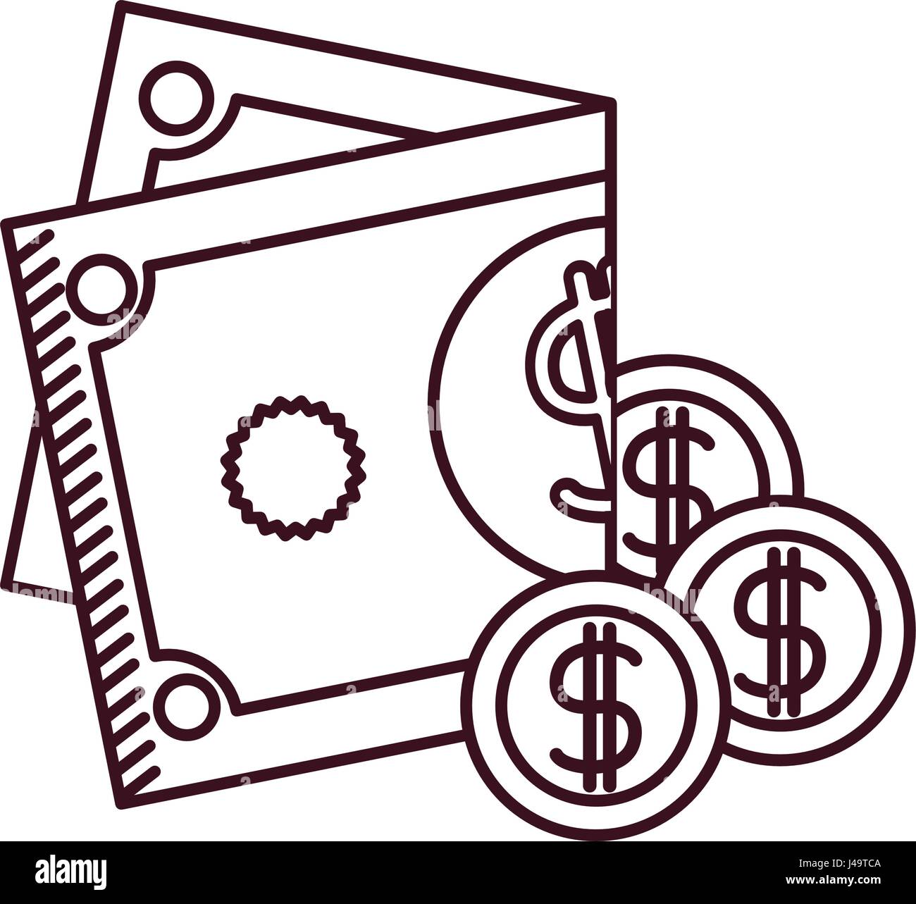 monochrome silhouette of coins and folded money Stock Vector Image ...