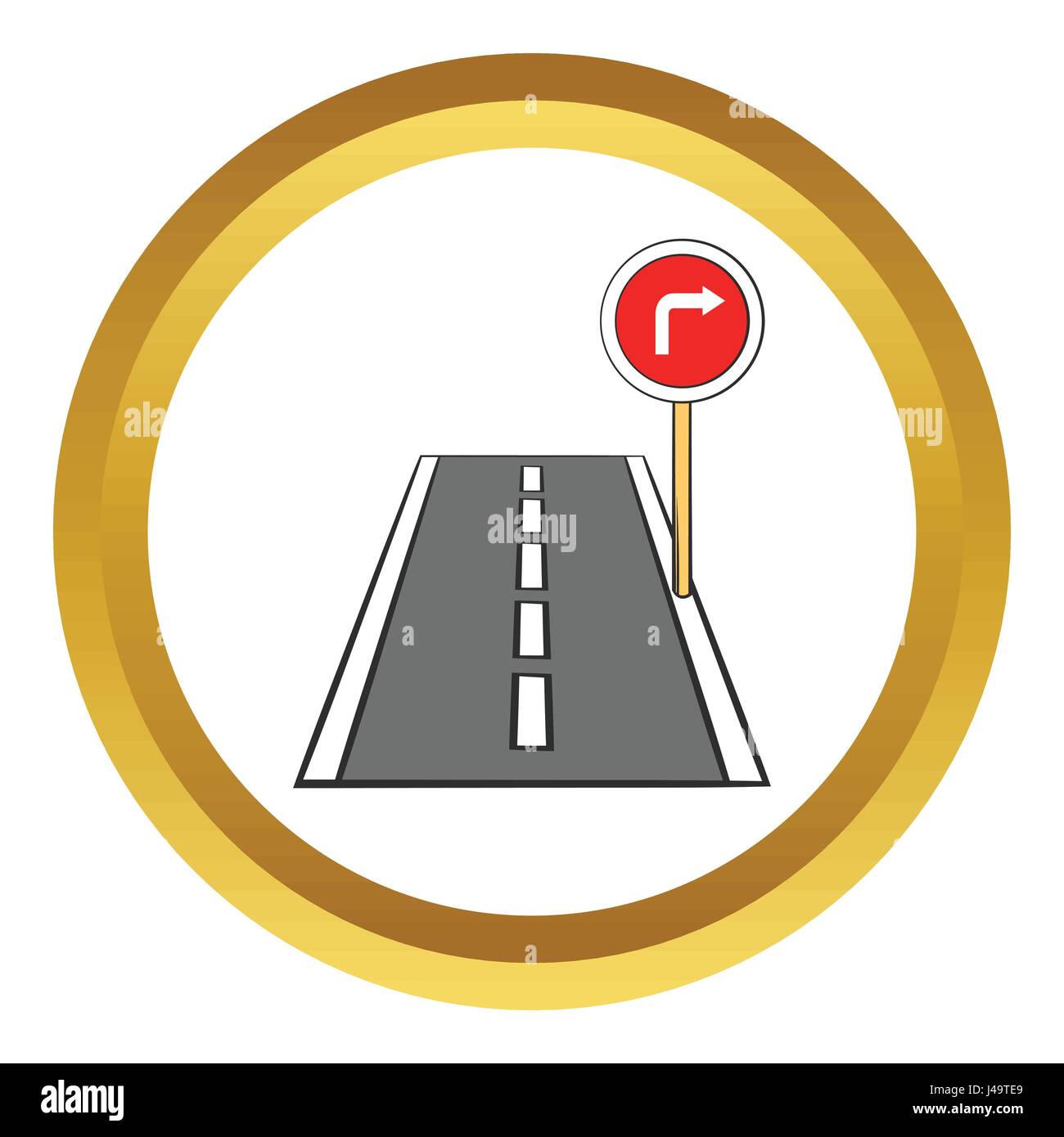 Road and red road sign pointing right vector icon Stock Vector Image ...