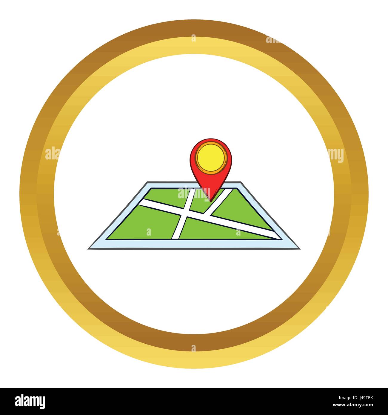 Map with pin pointers vector icon, cartoon style Stock Vector Image ...