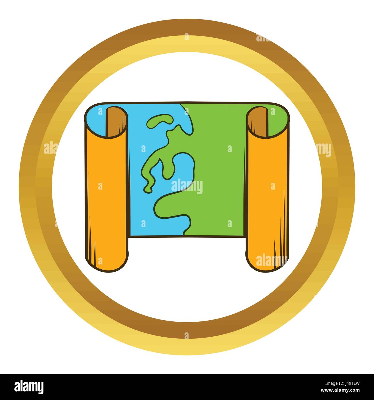Paper scroll map vector icon, cartoon style Stock Vector Image & Art ...