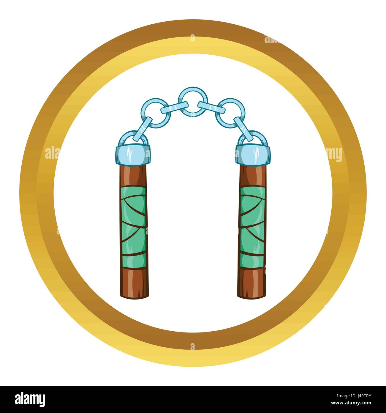 Ninja nunchaku weapon vector icon, cartoon style Stock Vector Image ...