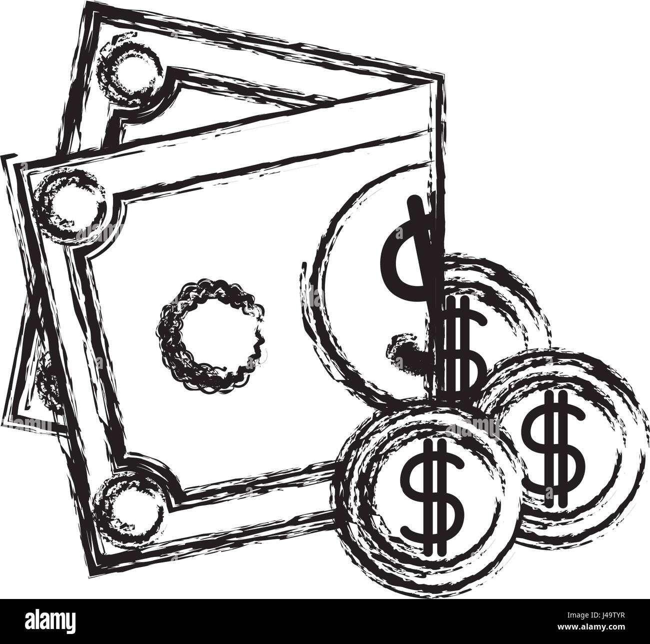 monochrome blurred silhouette of coins and folded money Stock Vector ...