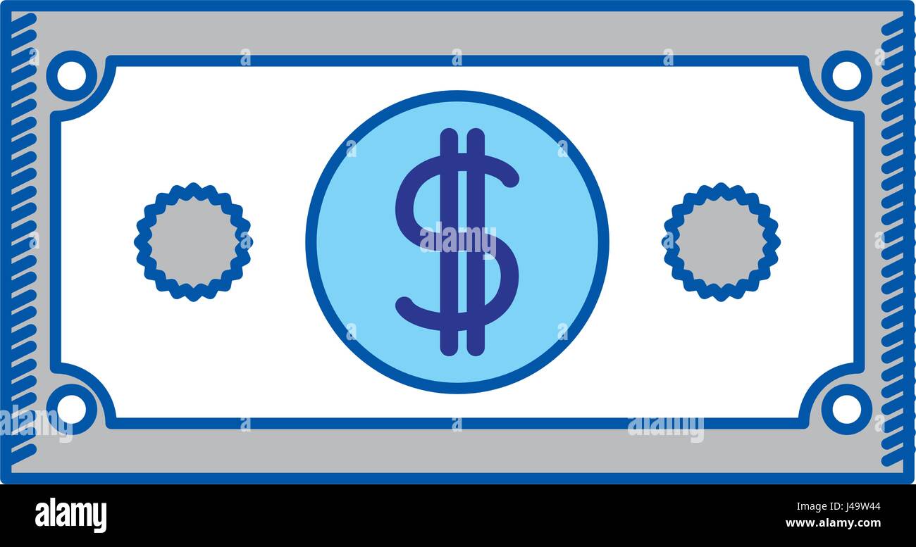 blue contour of dollar bill Stock Vector Image & Art - Alamy
