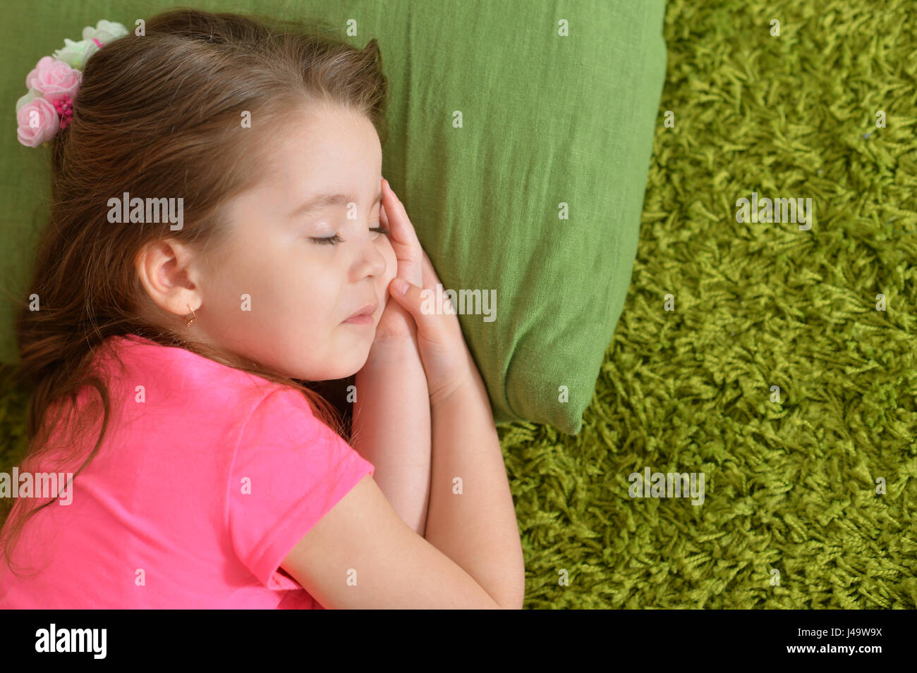 Cute sleeping little girl close-up Stock Photo - Alamy