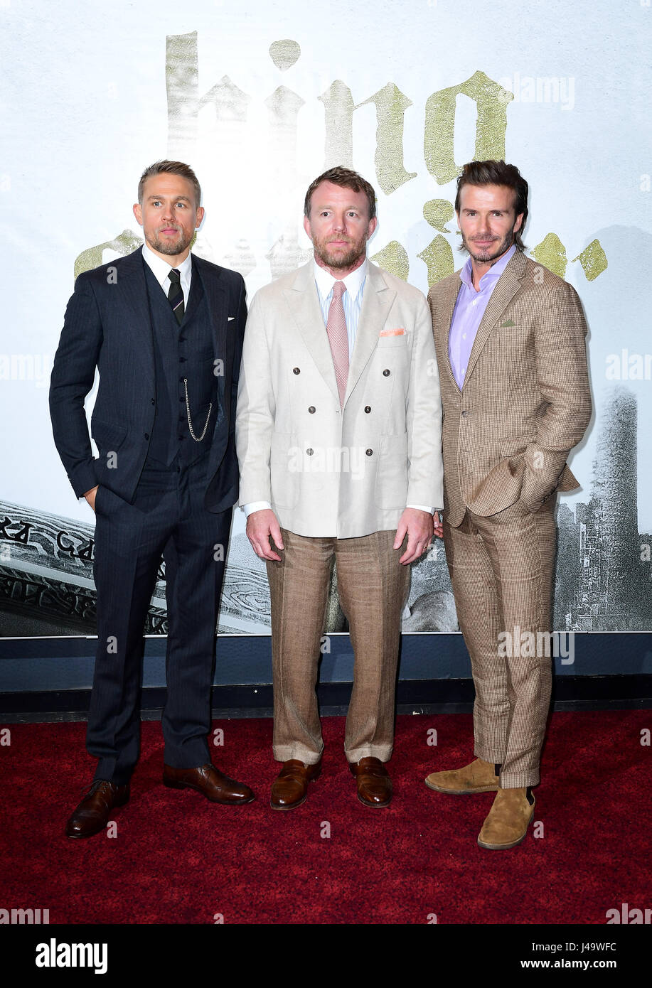 Charlie Hunnam, Guy Ritchie and David Beckham arriving for the King ...
