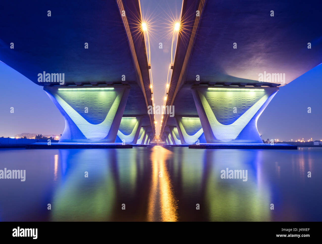 Long exposure of Garhoud bridge from underneath in the evening. Dubai ...