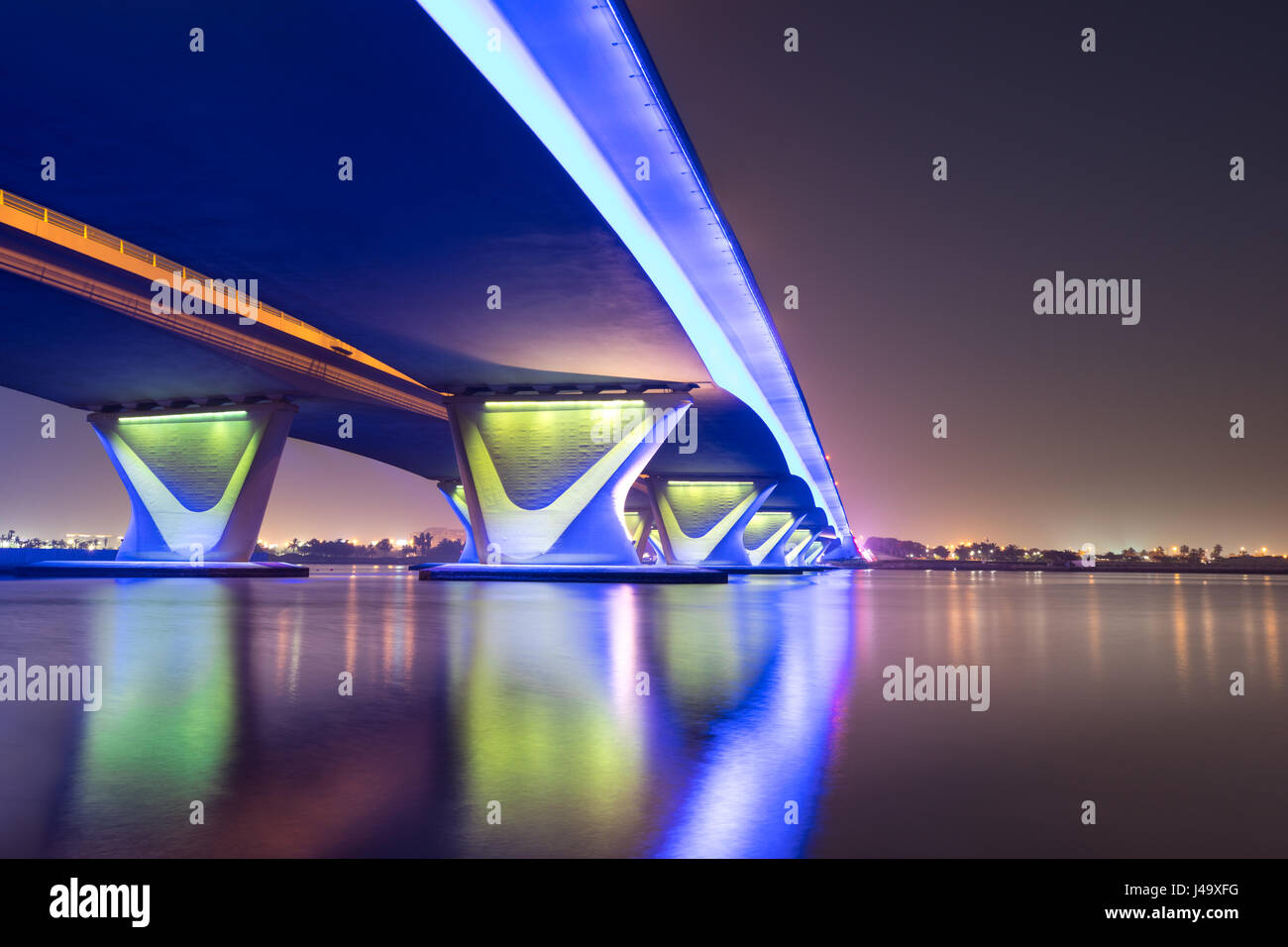 Long exposure of Garhoud bridge from underneath in the evening. Dubai ...