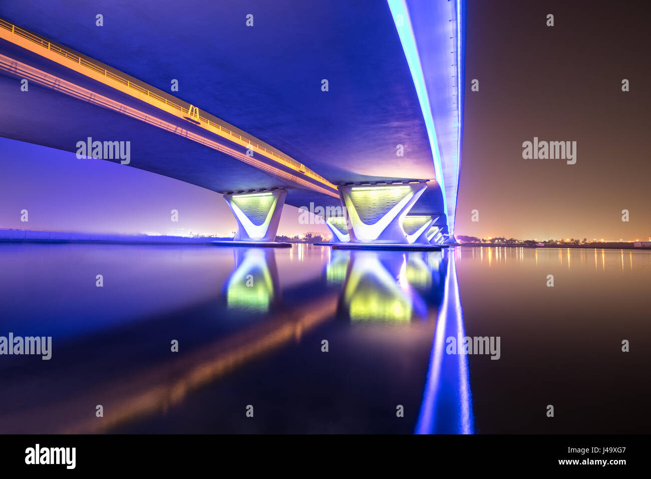 Long exposure of Garhoud bridge from underneath in the evening. Dubai ...