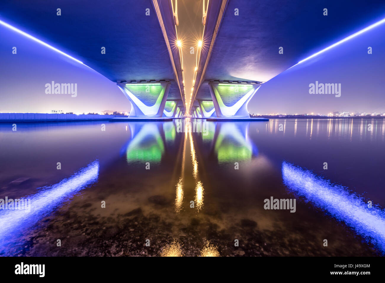 Long exposure of Garhoud bridge from underneath in the evening. Dubai ...
