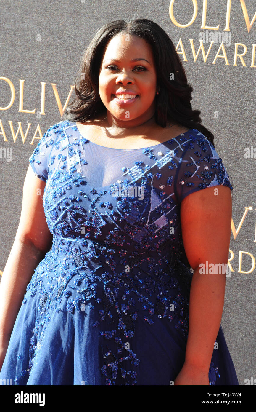 Amber Riley attending the 2017 Olivier Awards, at the Royal Albert Hall ...