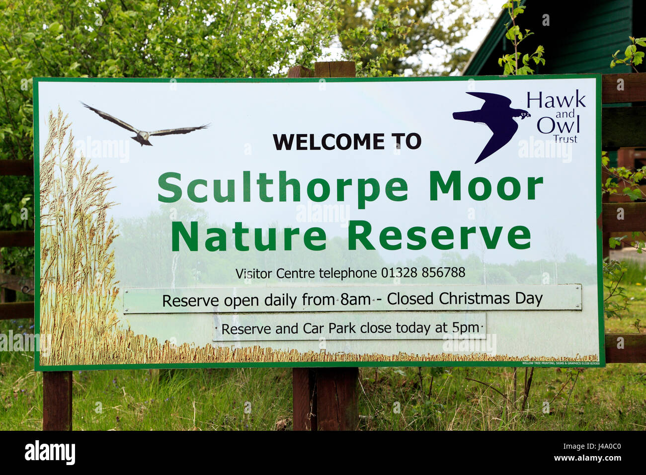 Sculthorpe Moor Nature Reserve sign, Sculthorpe Norfolk England UK ...