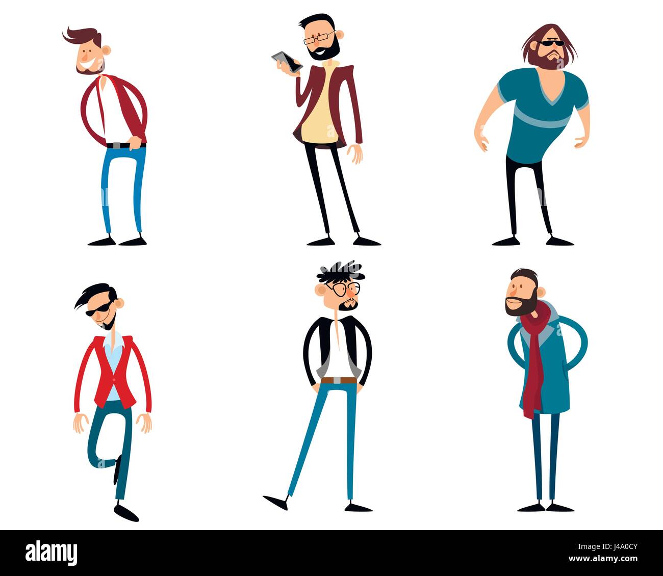 Vector illustration of a six modern teenagers Stock Vector Image & Art ...