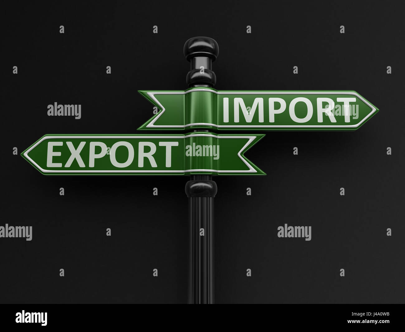 Import and export pointers on signpost. Image with clipping path Stock ...
